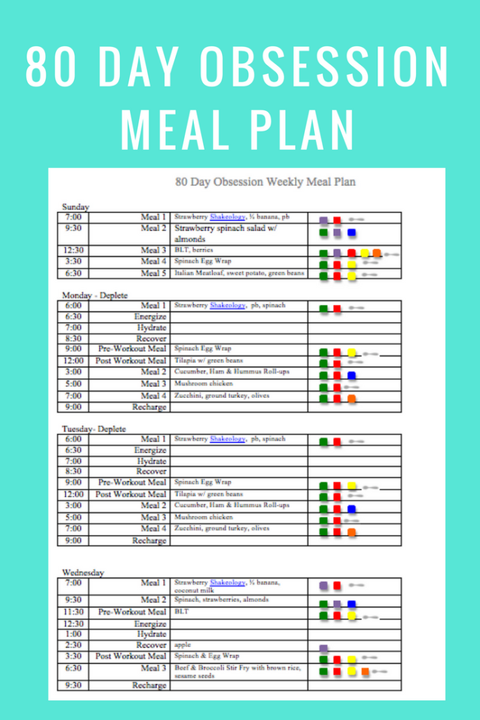 Weekly Menu 6/10/18- 80 Day Obsession Peak Week - What's Working Here