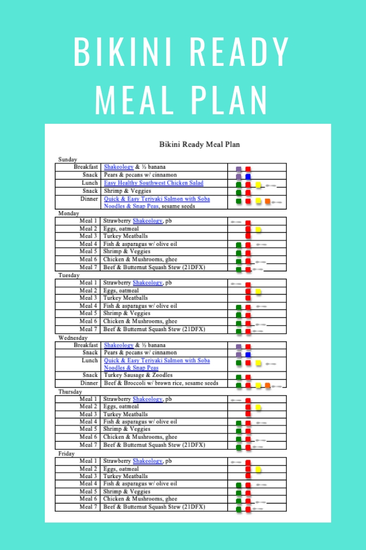 Bikini Ready Meal Plan - Weekly Menu 2/24/19 - What's Working Here