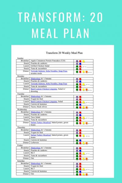 Weekly Menu 1/13/19 - Transform: 20 Menu - What's Working Here