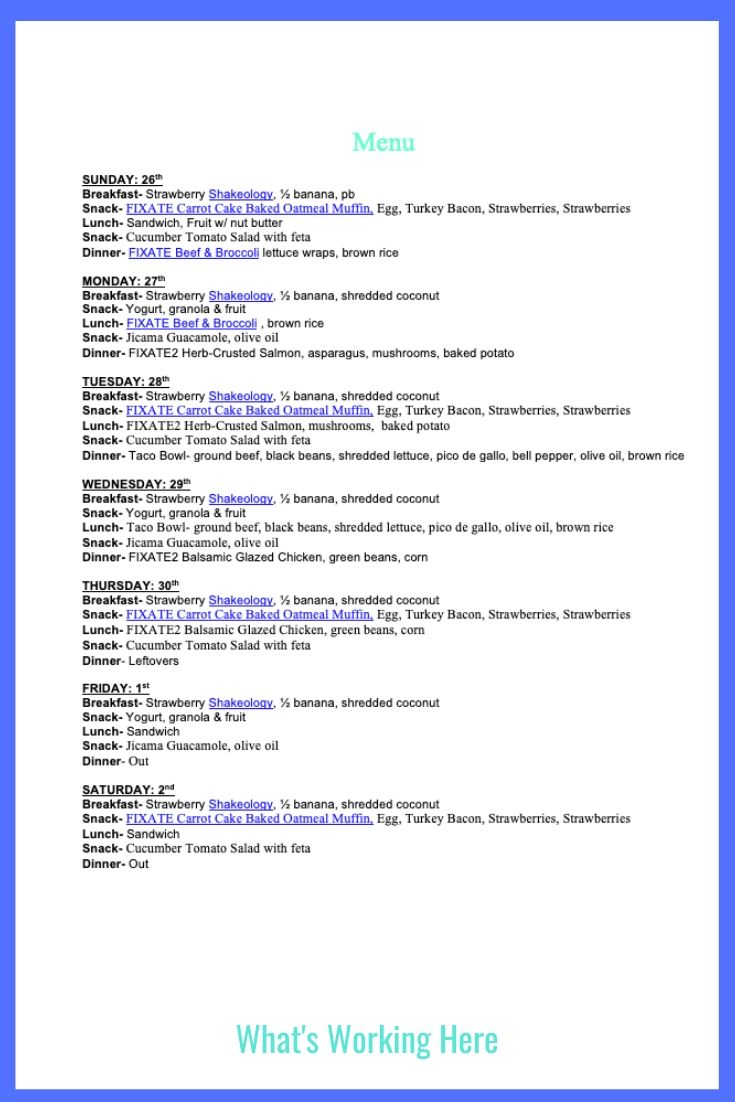 Weekly Menu 4/26/20 - Portion Fix Containers - What's Working Here