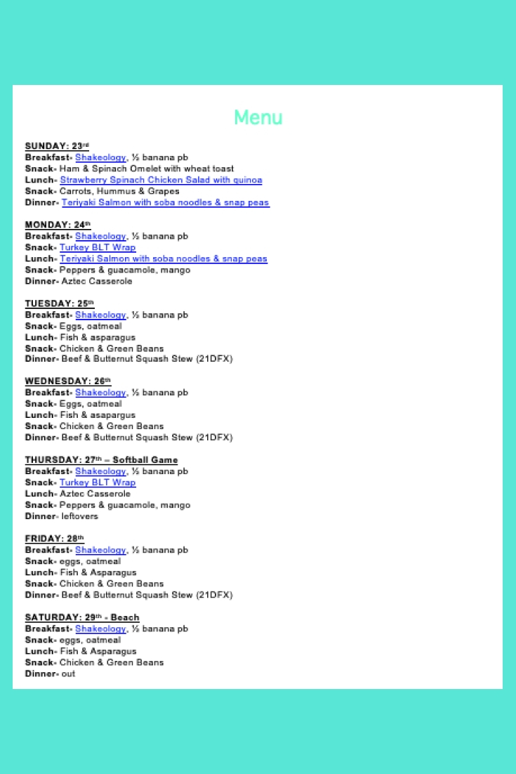 Carb Cycling Weekly Menu 6/23/19 - What's Working Here
