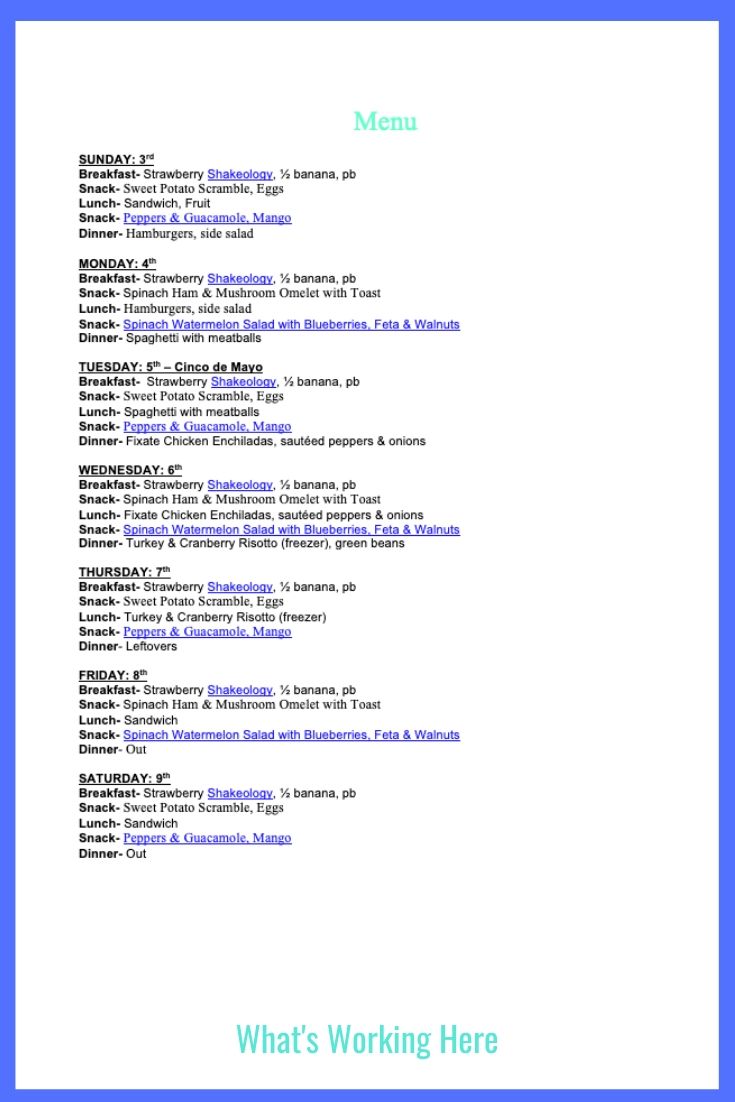 Weekly Menu 5/3/20 - Food Inventory - What's Working Here