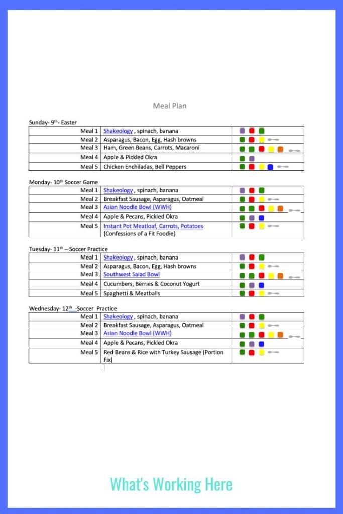 Weekly Meal Plan 4/9/23 - What's Working Here